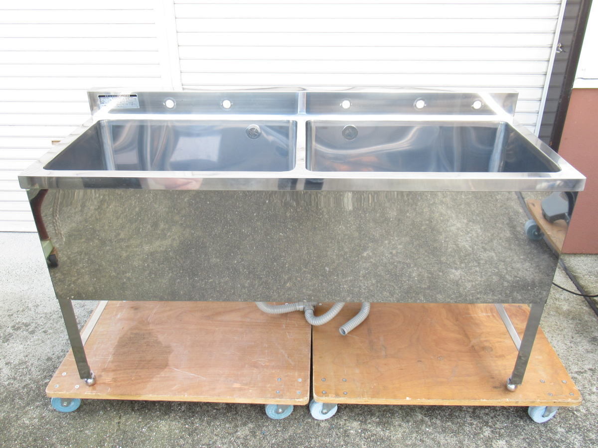 Yahoo!オークション - 071101-096 美品 2槽シンク 150cm幅 バックガ...