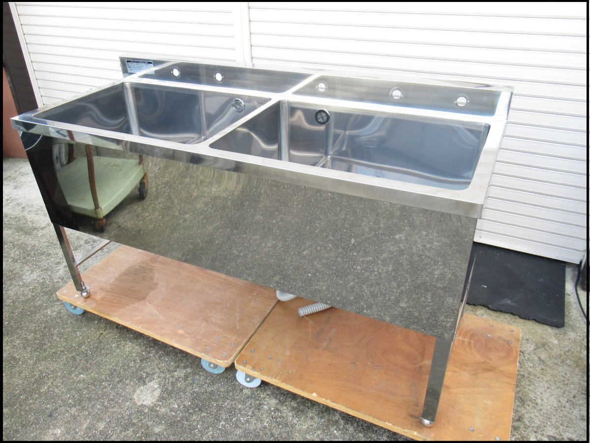 Yahoo!オークション - 071101-096 美品 2槽シンク 150cm幅 バックガ...