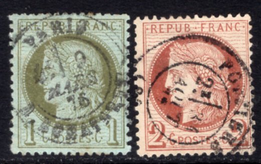 Yahoo!オークション - フランス 1870-73 1c 2c 5c 日付印消し(朱印含む...