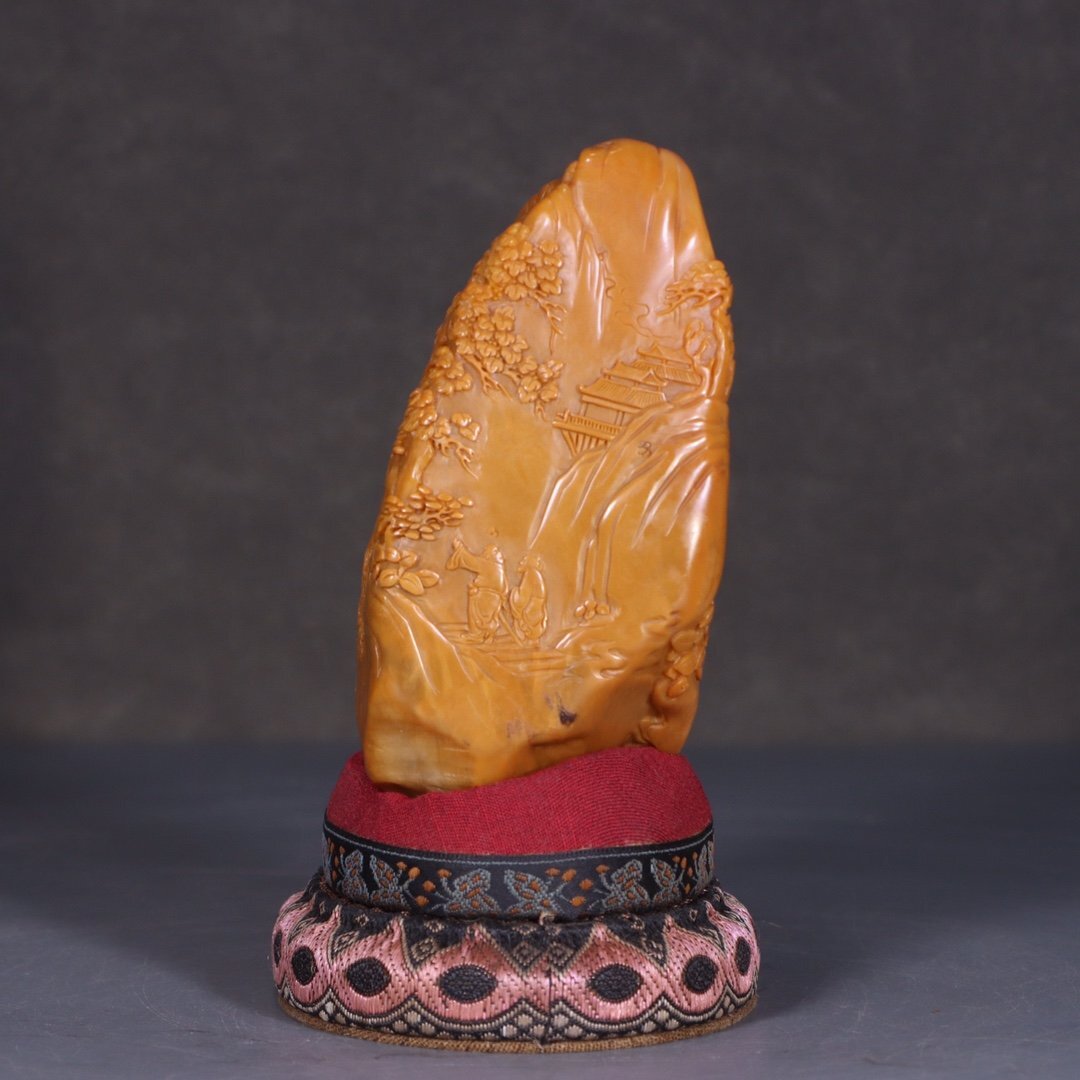 Yahoo!オークション - 【安】清時代 清卿銘 寿山田黄石彫 人物故事図山...