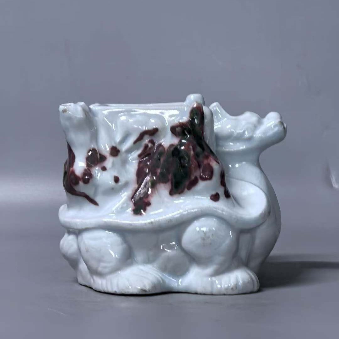 【樂淘letao】日本代購代標第一品牌－【安】李朝時代 高麗瓷 白瓷鉄錆瑞獣水滴 古陶瓷 古美味 朝鮮古美術 古董品 267