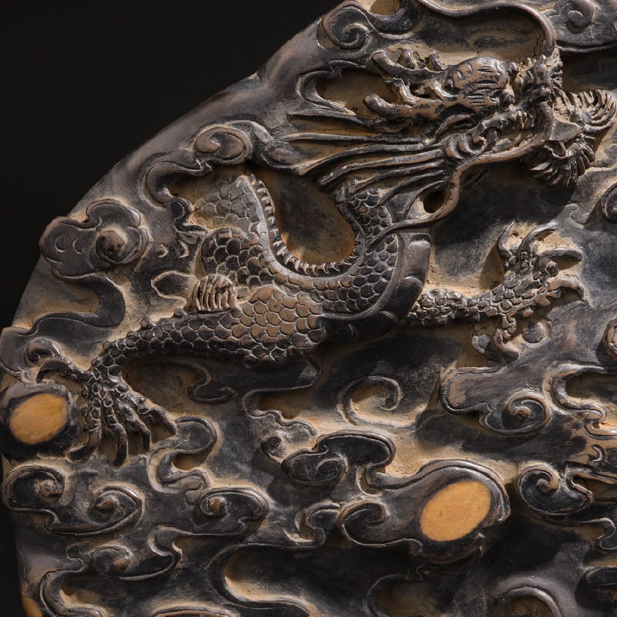 Yahoo!オークション - 【安】清時代 張大複銘 端石彫 雲龍紋硯 端渓硯 ...