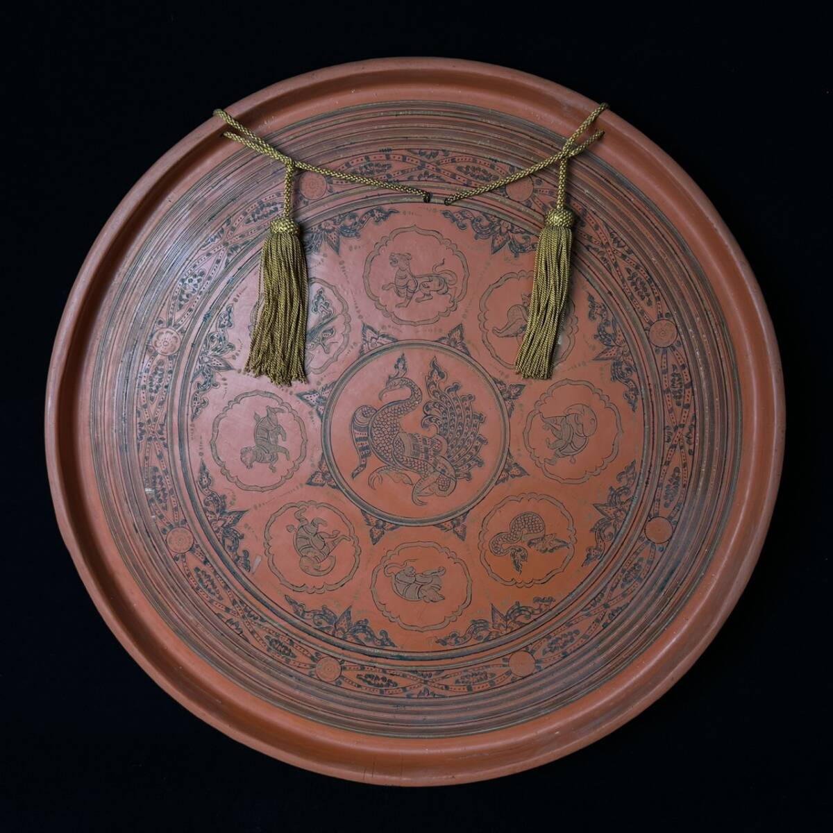 Yahoo!オークション - コレクター買取品 時代漆器 漆塗 朱塗 盆 42㎝