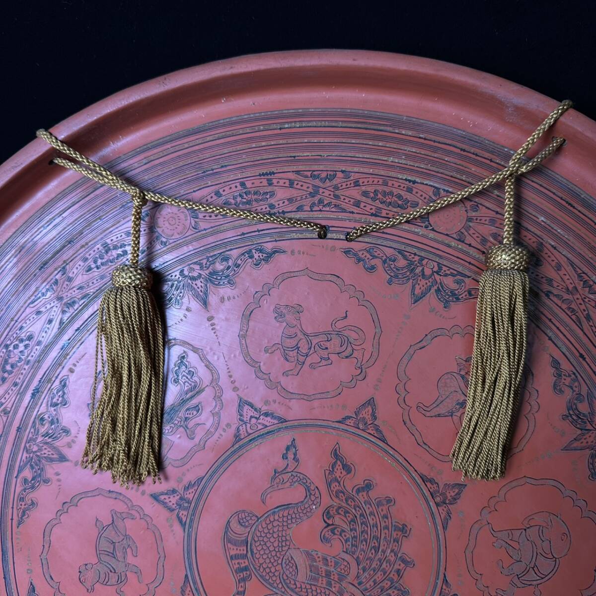 Yahoo!オークション - コレクター買取品 時代漆器 漆塗 朱塗 盆 42㎝