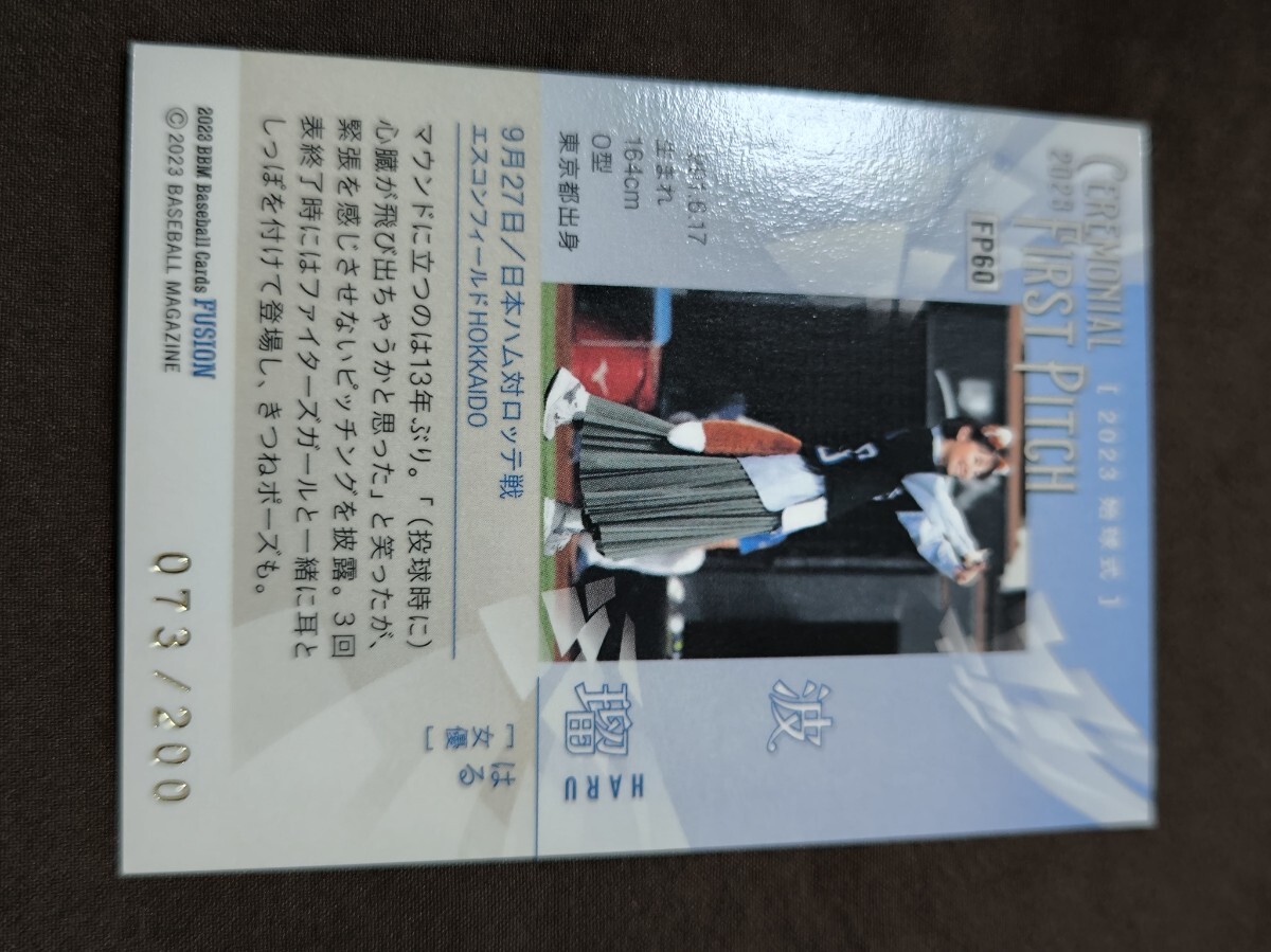 Z031: BBM2023 始球式 200枚限定 波瑠 シークレット(2014年～)｜売買されたオークション情報、yahooの商品情報をアーカイブ公開 - オークファン（aucfan.com）