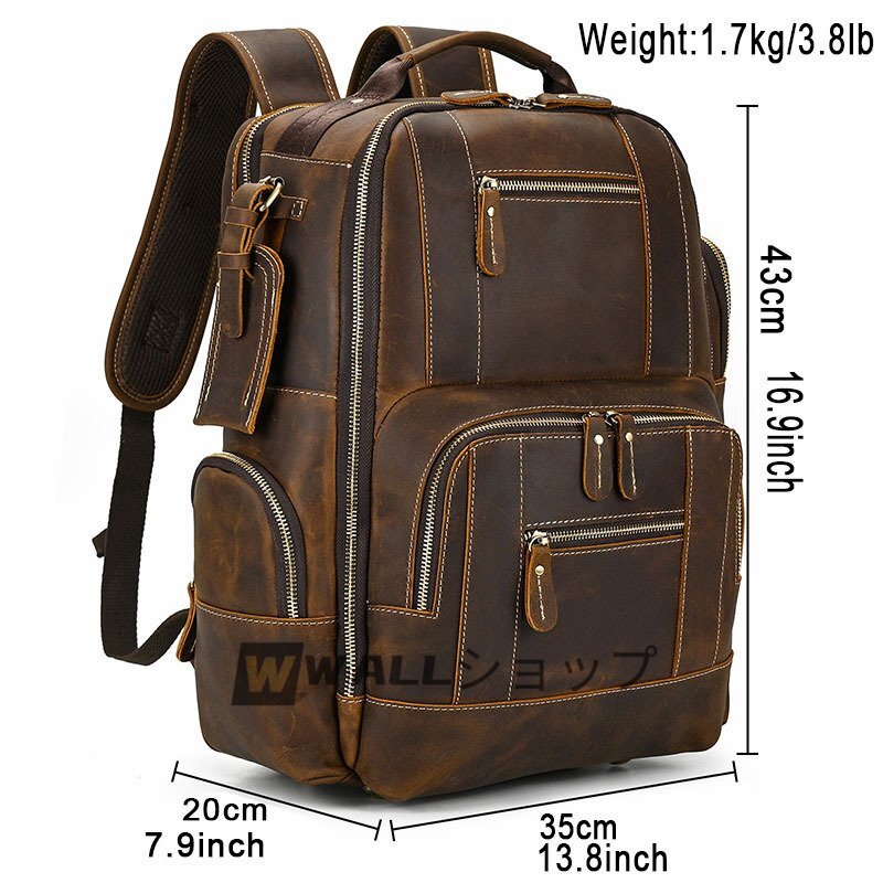 Yahoo!オークション - 美品 高級感 メンズバッグ 本革 大容量 リュック...