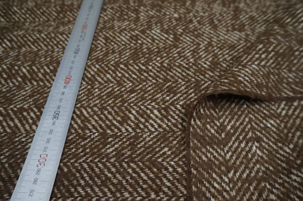 Yahoo!オークション - NO275-3.2 ウールヘリンボーン生地 ブラウン 3...