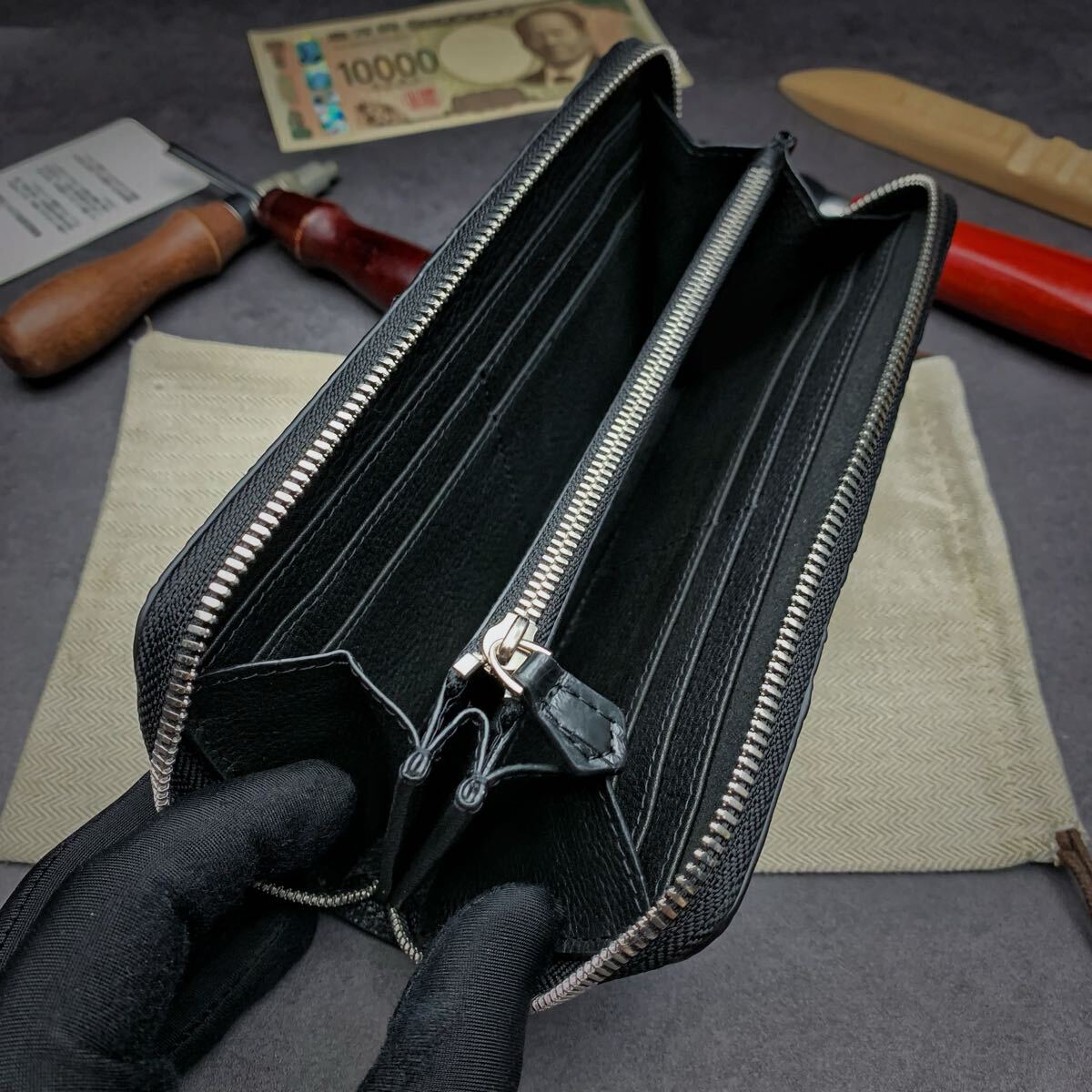 Yahoo!オークション - 特大コブ 安い即決 クロコダイル ワニ革 本革 長...