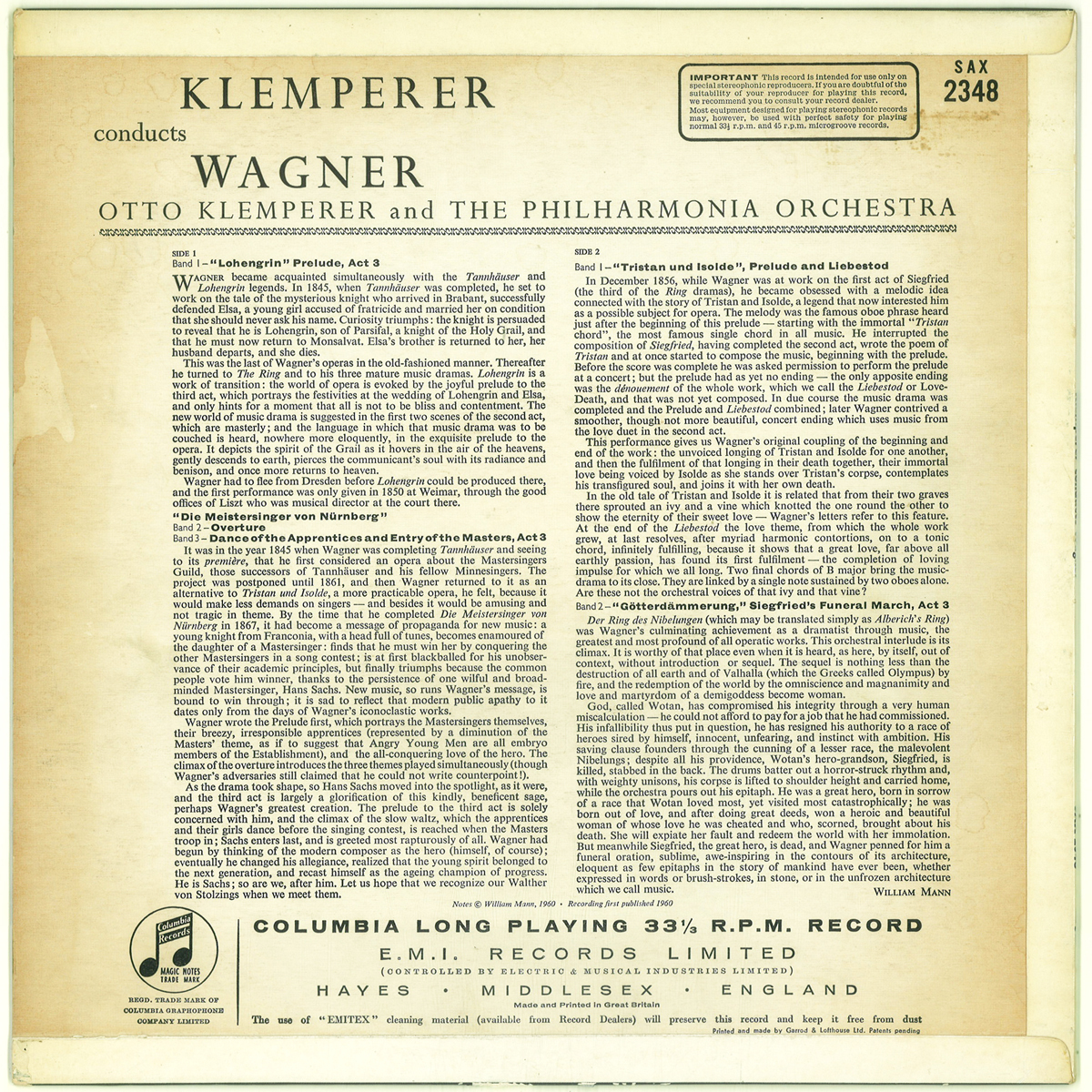 Yahoo!オークション - 英Columbia SAX2347 ヴァーグナー「管弦楽曲第2...