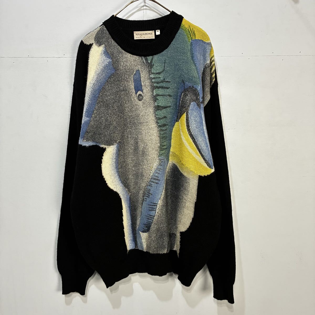 Yahoo!オークション - KRIZIA UOMO イタリア製 ニットセーター 総柄ニ...