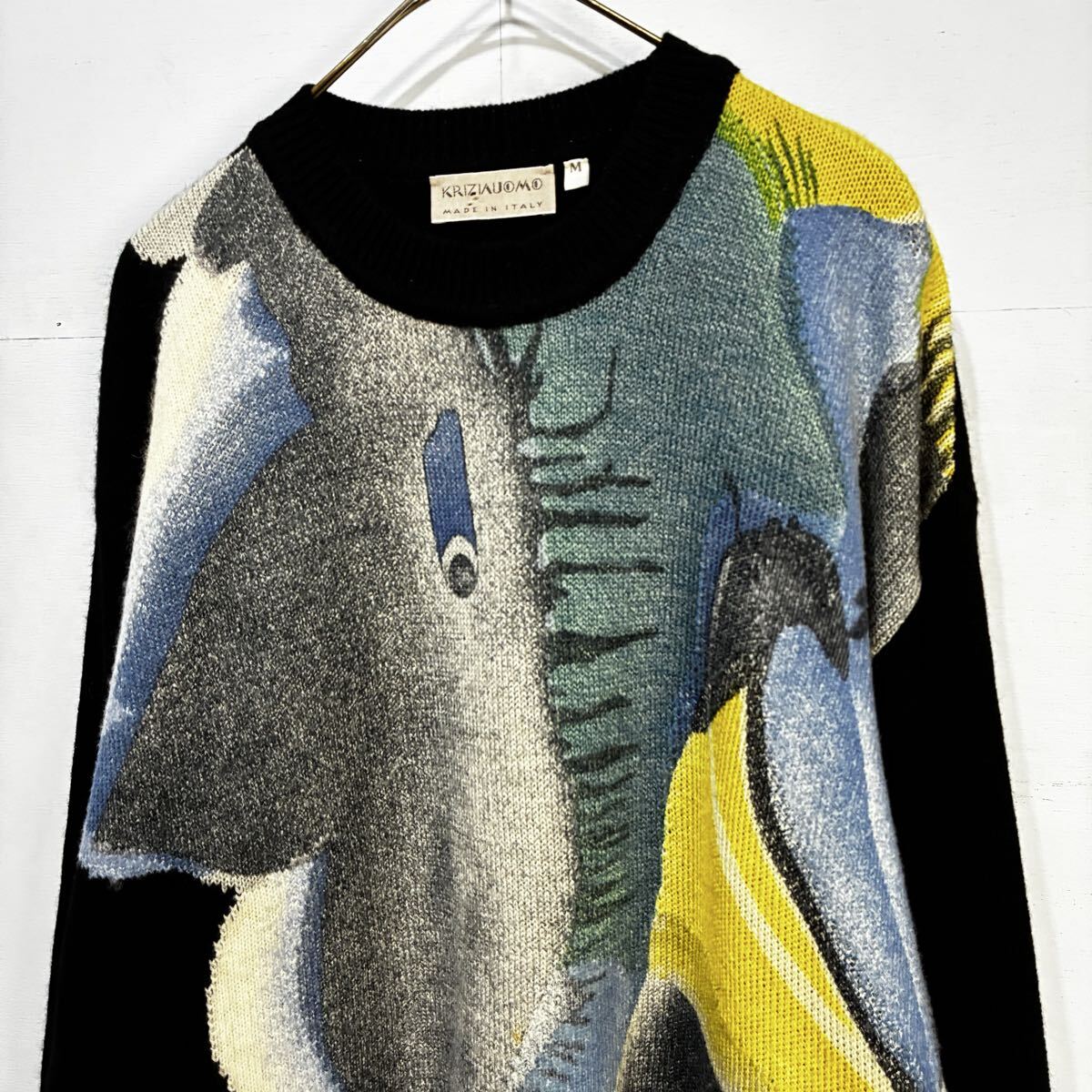 Yahoo!オークション - KRIZIA UOMO イタリア製 ニットセーター 総柄ニ...