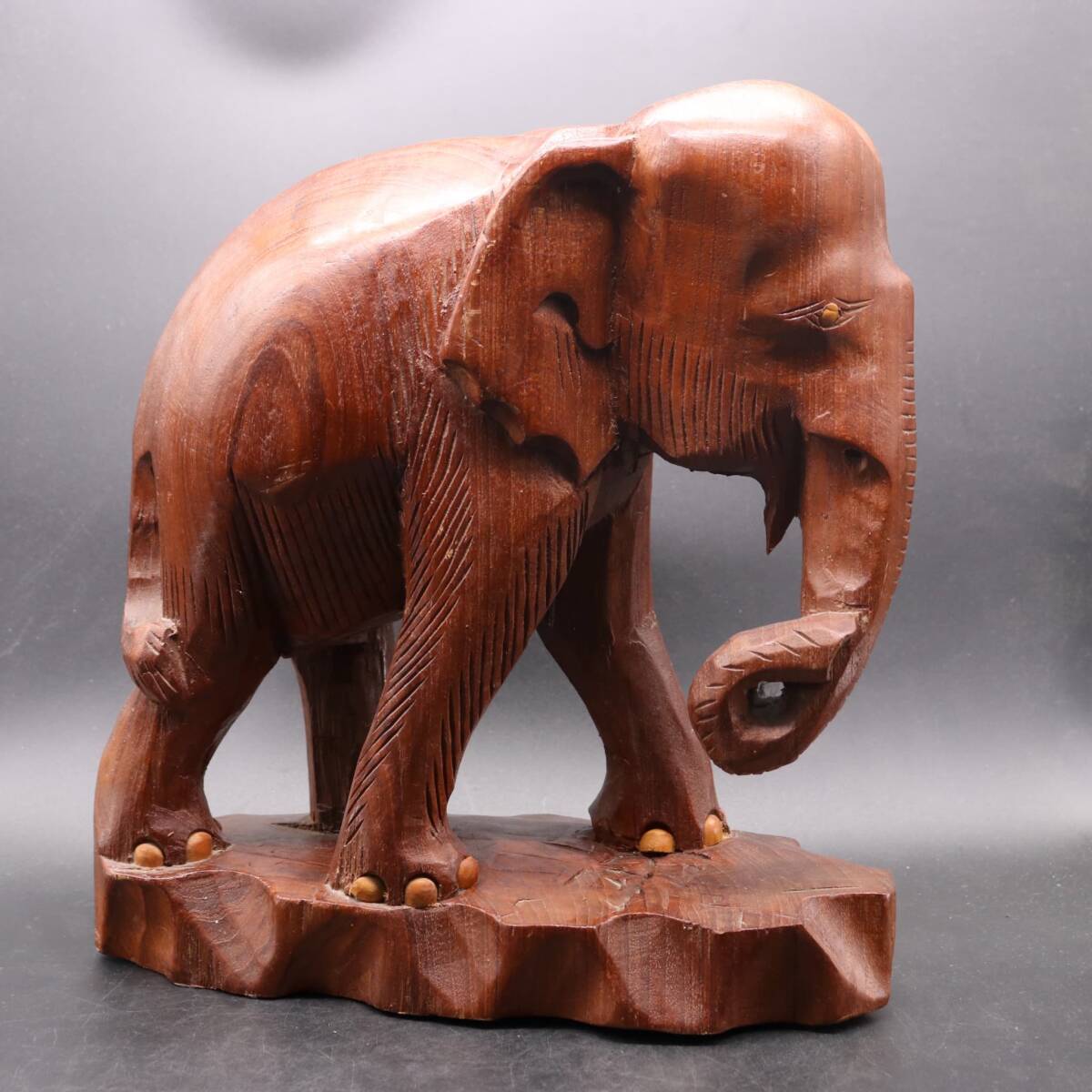 Yahoo!オークション - A1357 ゾウ 置物 木彫り 象 インテリア オブジェ...