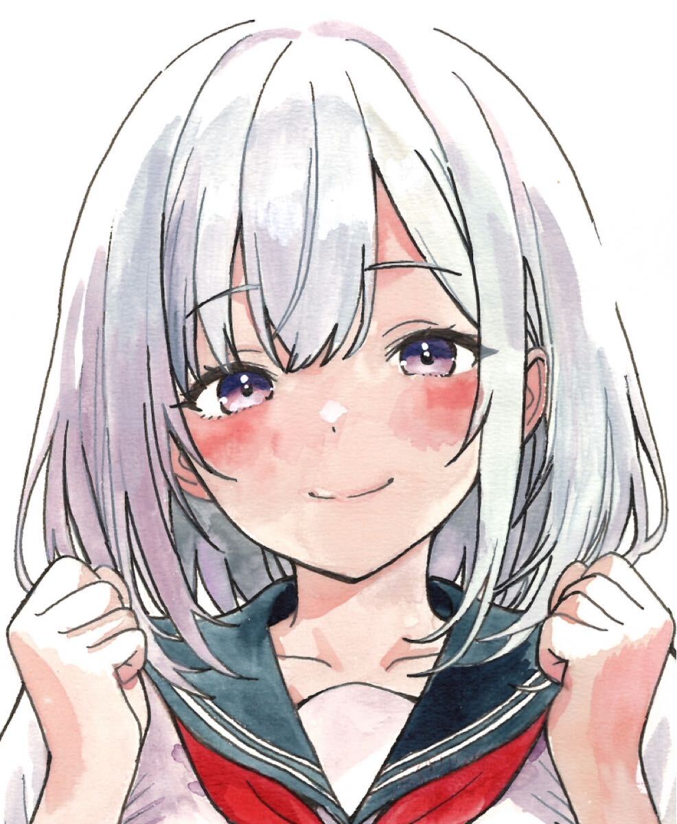 Yahoo!オークション - 手描きイラスト 手描き 制服 オリジナル 水彩画 ...