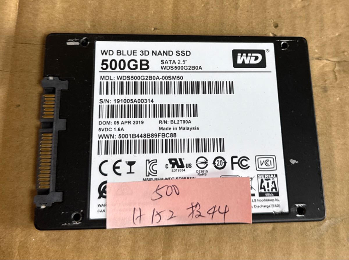 Yahoo!オークション - 使用時間152H/WD/WesternDigital/SSD/WDS500G2B0...