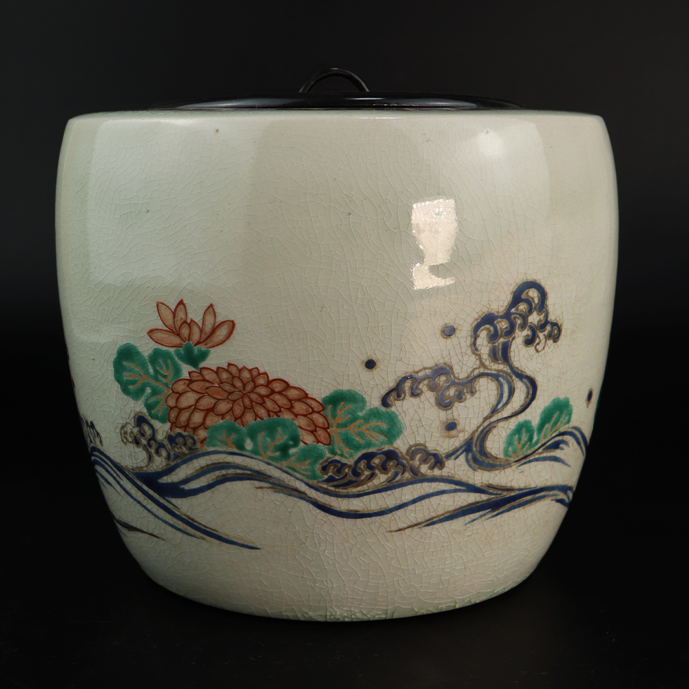 Yahoo!オークション - G08.萬古窯 清香堂 加賀月華 造 仁清菊水の図 水...