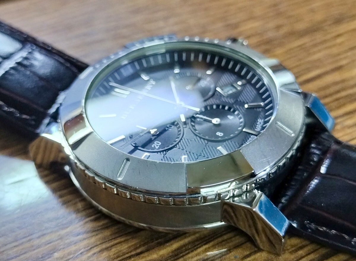 Yahoo!オークション - 送料無料 動品 バーバリー クロノグラフ ブラッ...