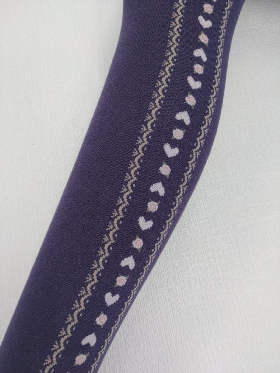 Yahoo!オークション - レディース タイツ サイド ハート柄 綿混 美脚 ...