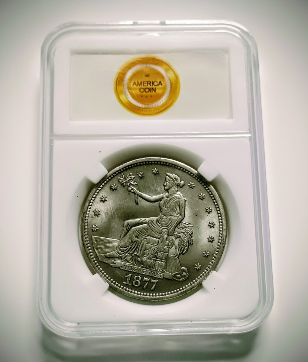 Yahoo!オークション - ② アメリカトレードドル 貿易銀貨 1877年 ケー...