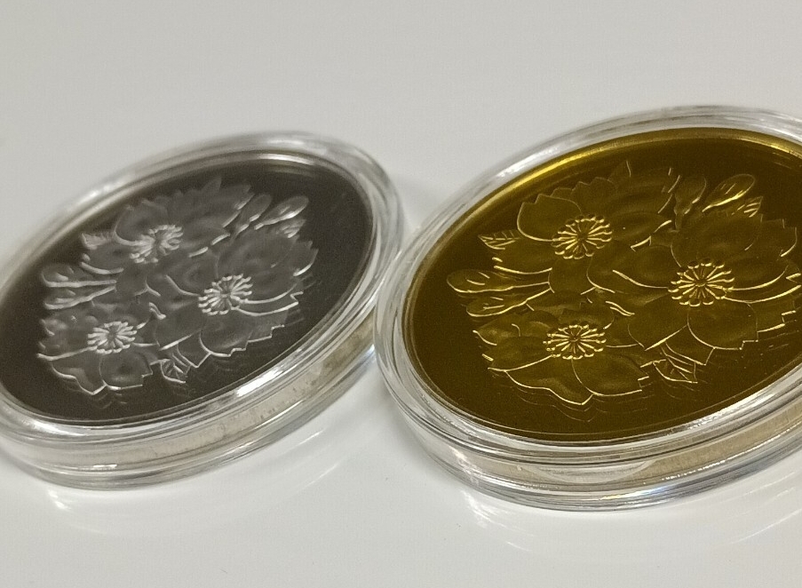 Yahoo!オークション - 2枚セット金銀 桜コイン 金塊 金貨 銀貨