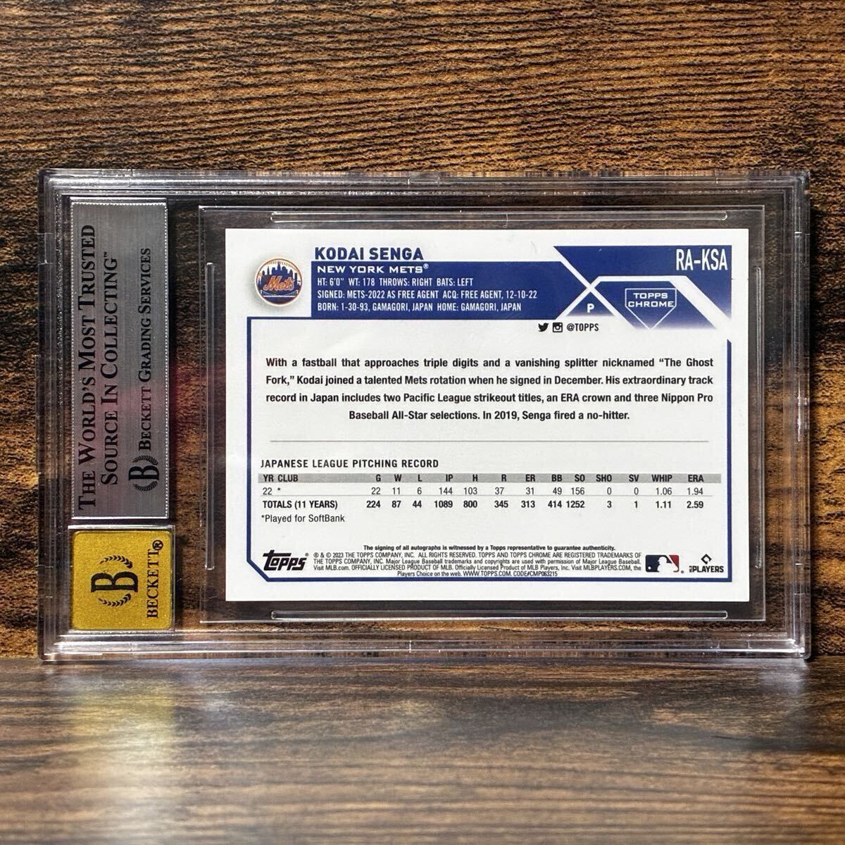 【樂淘letao】日本代購代標第一品牌－Jersey# 千賀滉大 直筆サイン ルーキーカード RC ジャージナンバー Topps Chrome BGS メッツ ソフトバンクホークス トップス