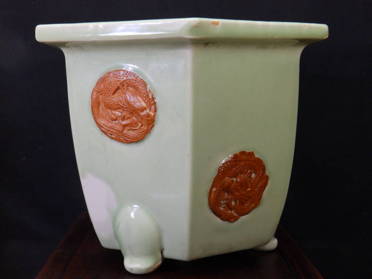 Yahoo!オークション - 盆栽日和 和鉢 【瀬戸・尾張焼】 青磁釉外縁浮...