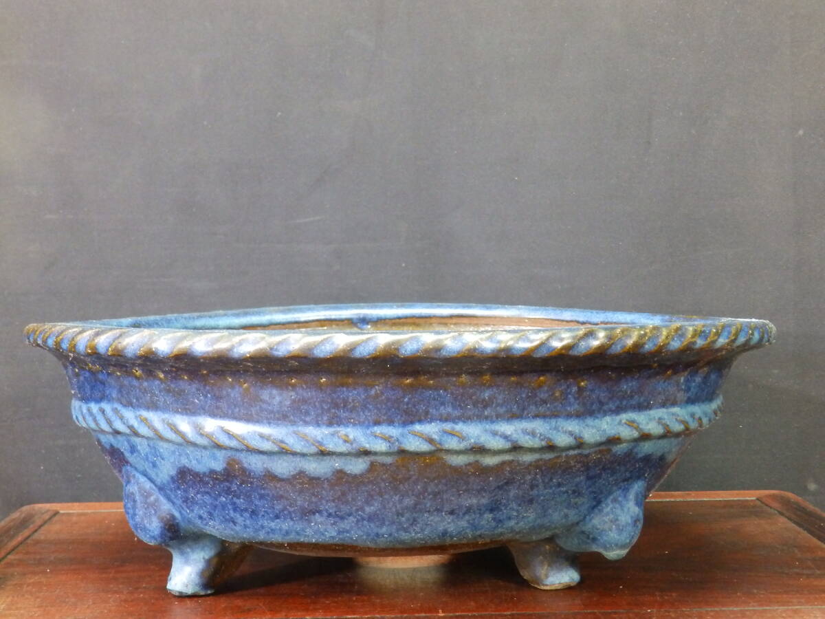 Yahoo!オークション - 盆栽日和 和鉢 【翠泉】 釉薬縄縁丸鉢 35㎝