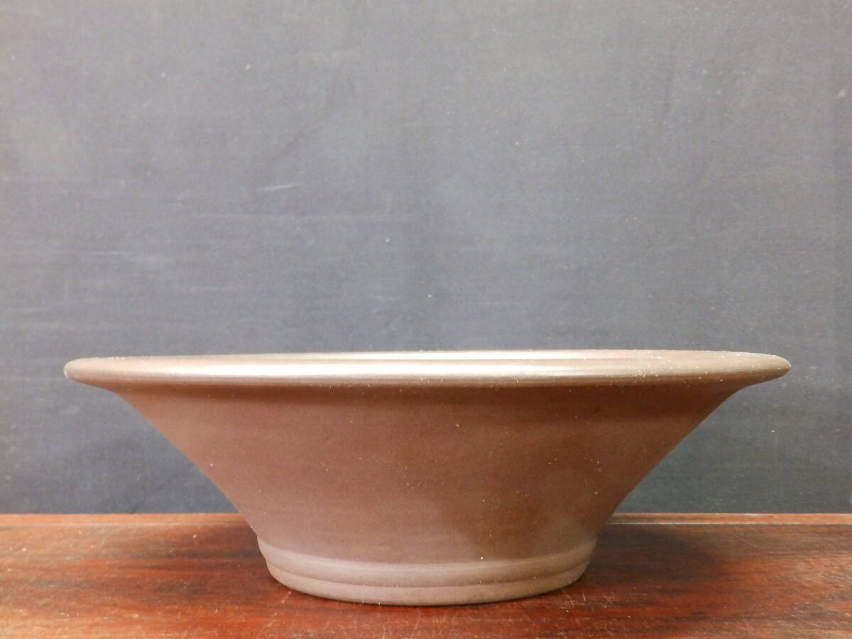 Yahoo!オークション - 盆栽日和 和鉢 【山秋】 外縁下帯丸鉢 25.8㎝