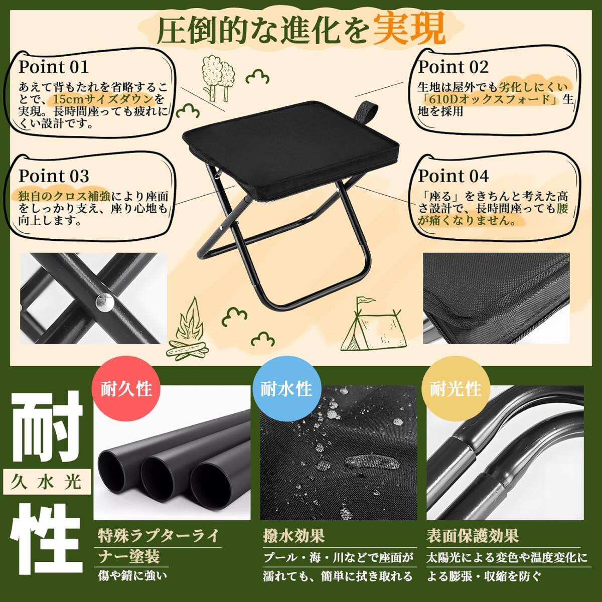 Yahoo!オークション - 折りたたみ椅子 アウトドアスツール アルミ合金 ...