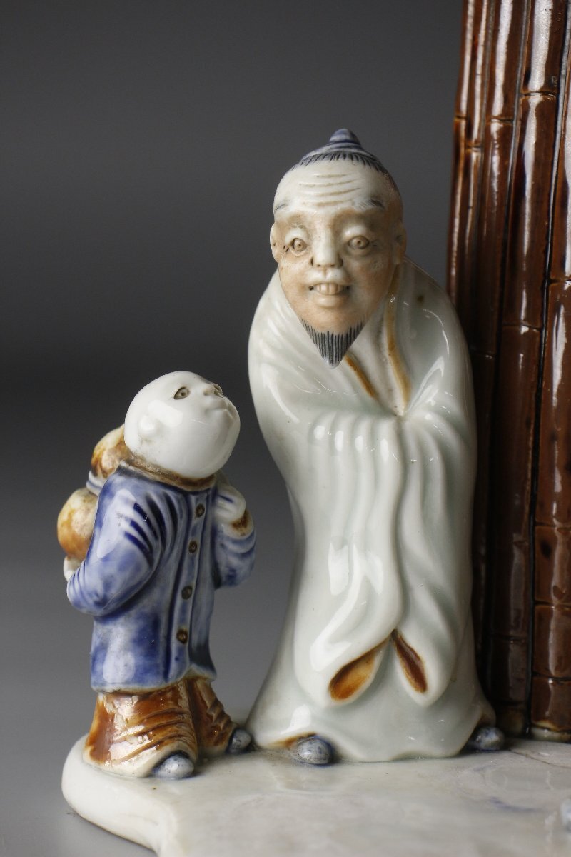 【樂淘letao】日本代購代標第一品牌－【LIG】九州国立博物館同手収蔵 19世紀 江戸時代 平戸焼 瑠璃鉄釉 竹林賢人花入 22.5㎝ 花瓶 花器 古美術品 [.II]25.11