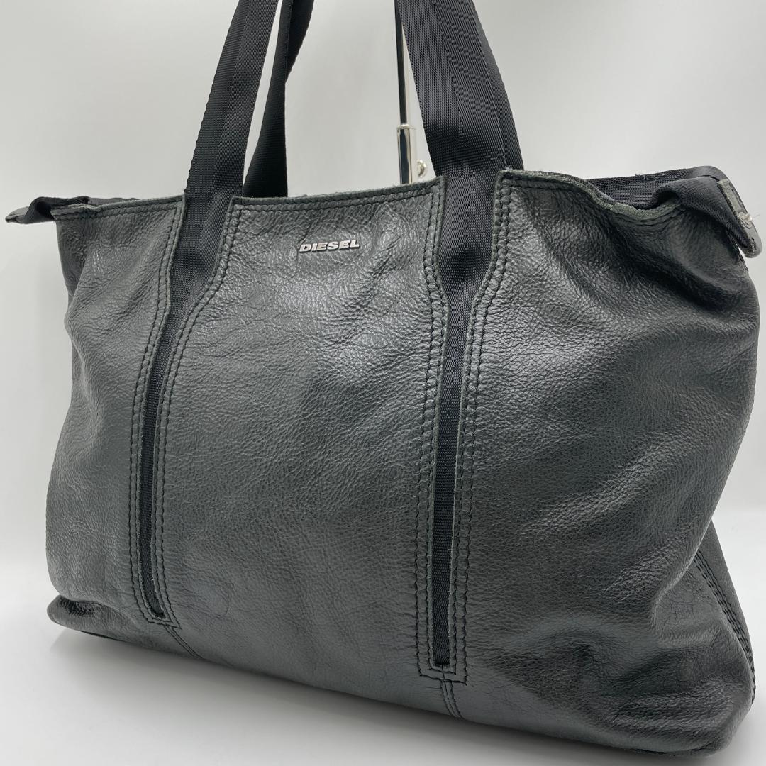 Yahoo!オークション - 良品 DIESEL トートバッグ レザー ブラック