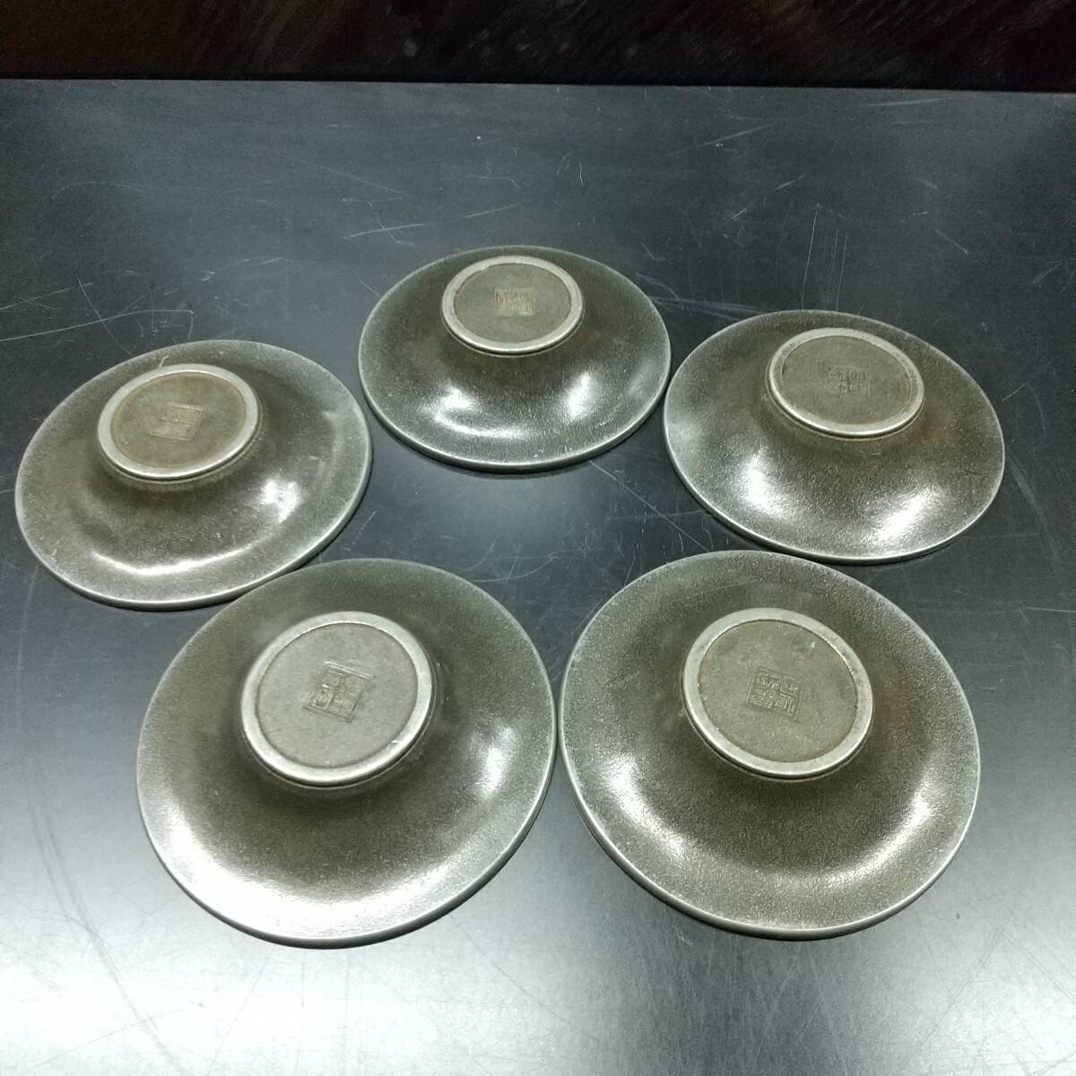 【樂淘letao】日本代購代標第一品牌－煎茶道具 錫 間村自造 茶托 5枚