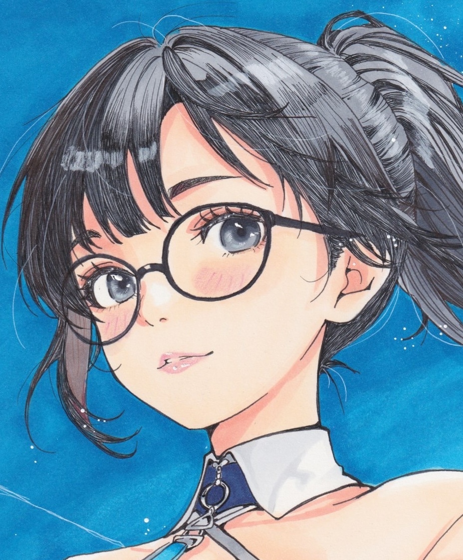 Yahoo!オークション - 手描き オリジナルイラスト メガネ チアガール ...