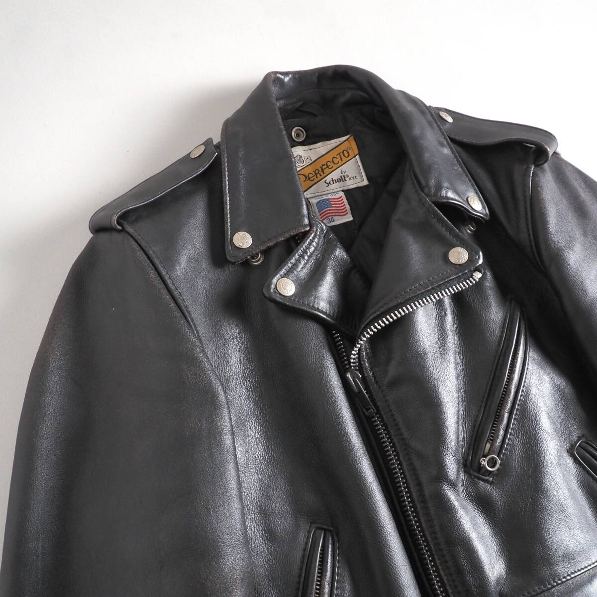 Yahoo!オークション - Schott ショット size34 ダブルライダースジャケ...