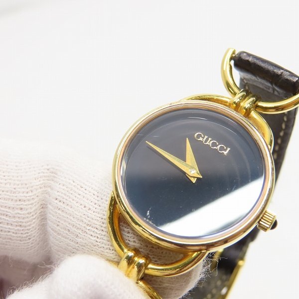 Yahoo!オークション - GUCCI/グッチ ブラック盤 6000L レディース 腕時...