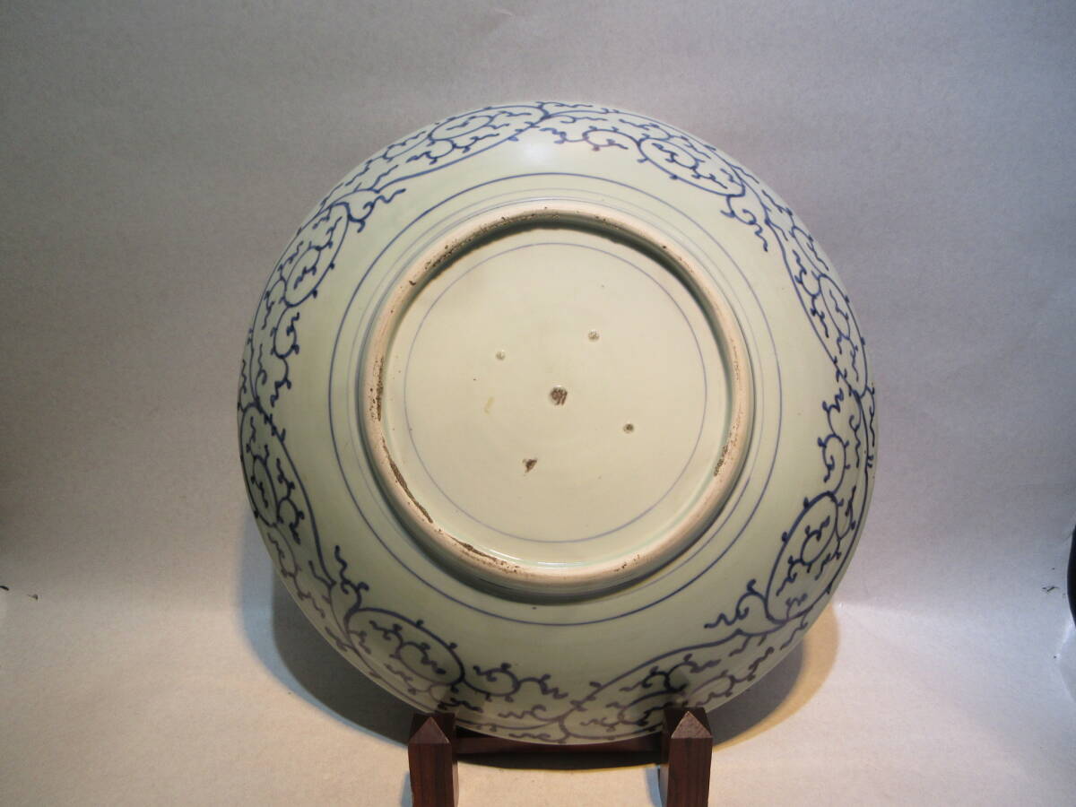 Yahoo!オークション - T3088 古伊万里 染付花微塵松竹梅文大皿 大...