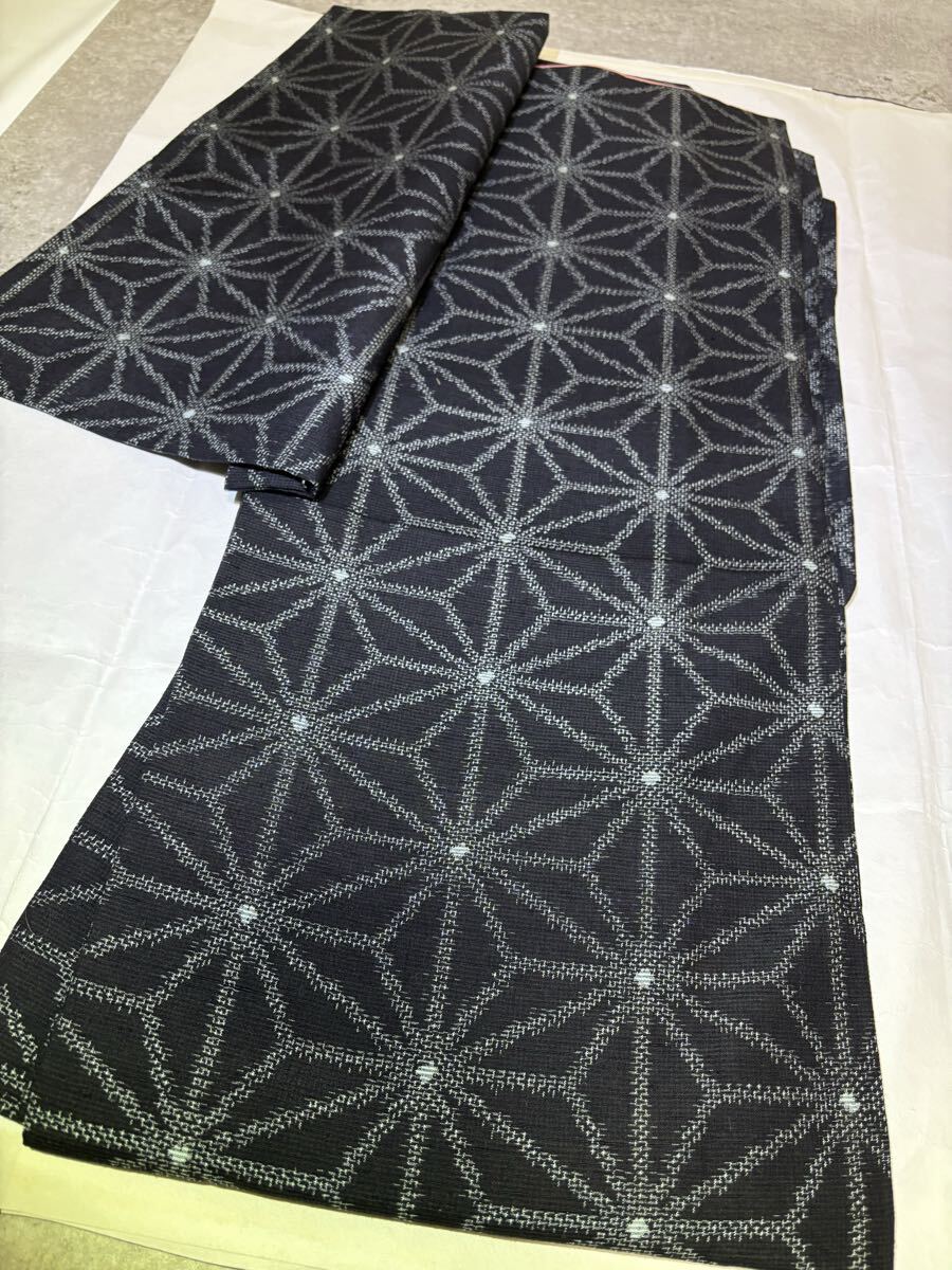 Yahoo!オークション - 紬 正絹 麻の葉 黒色 着物 和服 和装 リメイク ...