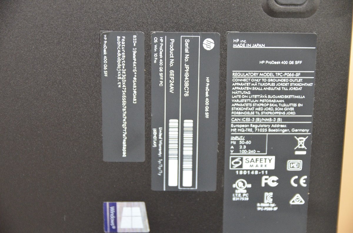 Yahoo!オークション - HP ProDesk 400 G6 SFF COREi3-9100 中古品 SSD ...