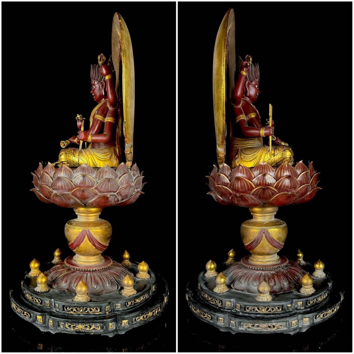 Yahoo!オークション - 仏教美術 木彫 彩色 愛染明王像 坐像 高さ52㎝