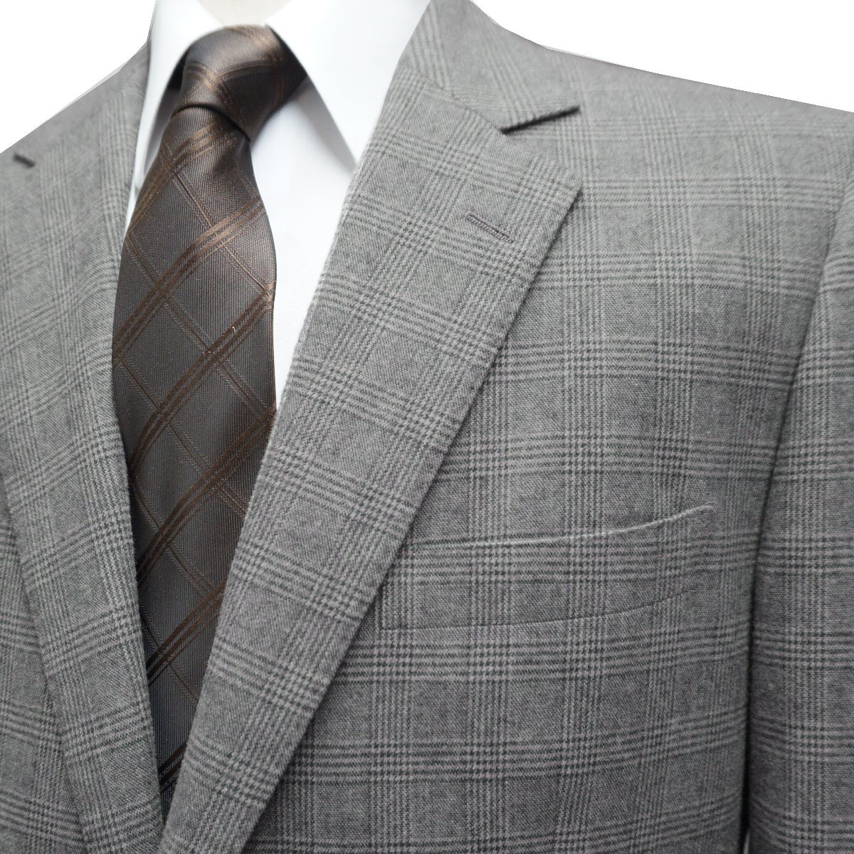 Yahoo!オークション - 【 秋冬ジャケット 】茶系グレンチェック 総裏・...