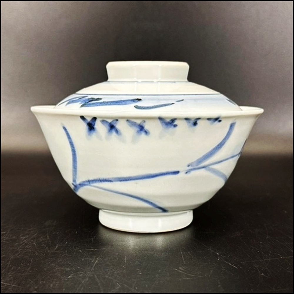 Yahoo!オークション - 【新井謹也(浮鮮) 作】染付 蓋物碗 共箱 骨董 美...