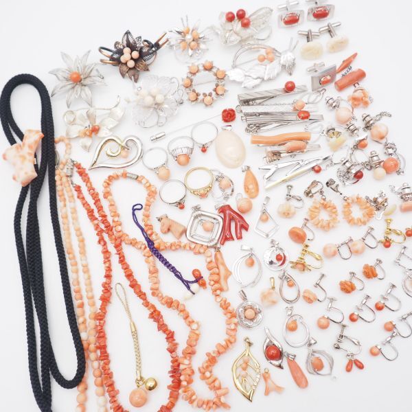 Yahoo!オークション - (SM1104) 1円 珊瑚 アクセサリー 大量セット サ...