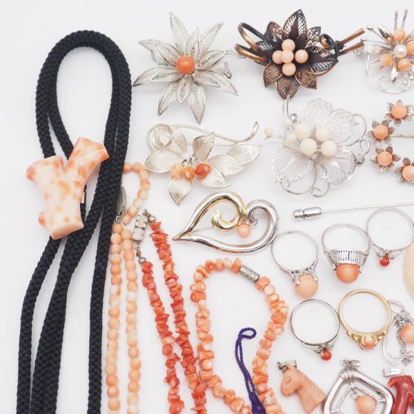 Yahoo!オークション - (SM1104) 1円 珊瑚 アクセサリー 大量セット サ...