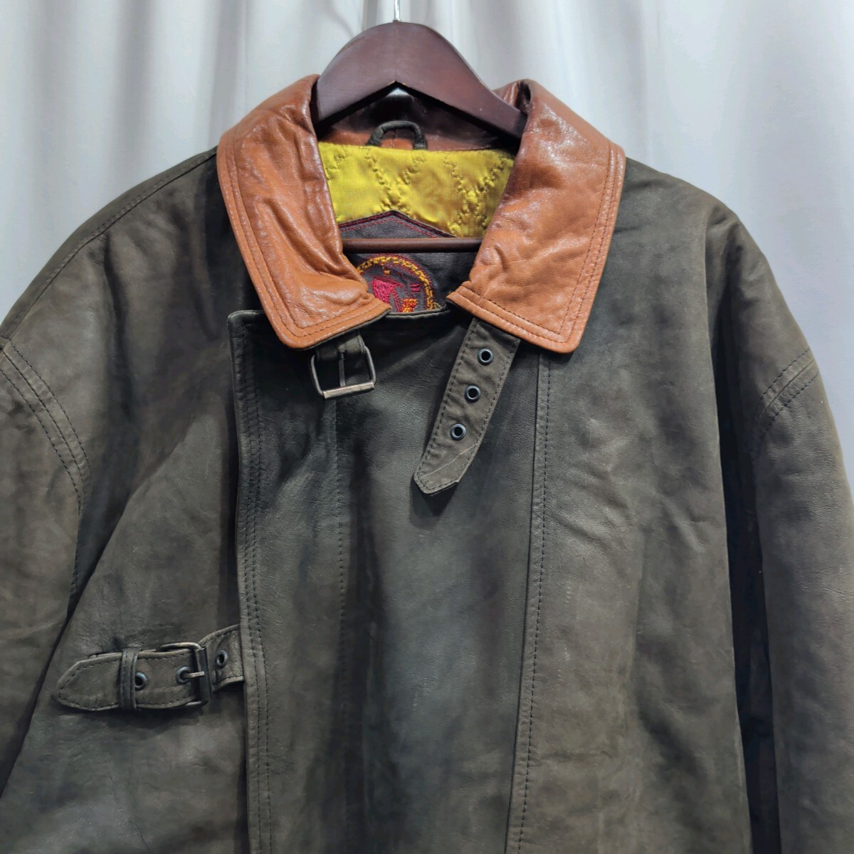 Yahoo!オークション - イタリア製 オーバーサイズ レザー モーターサイ...