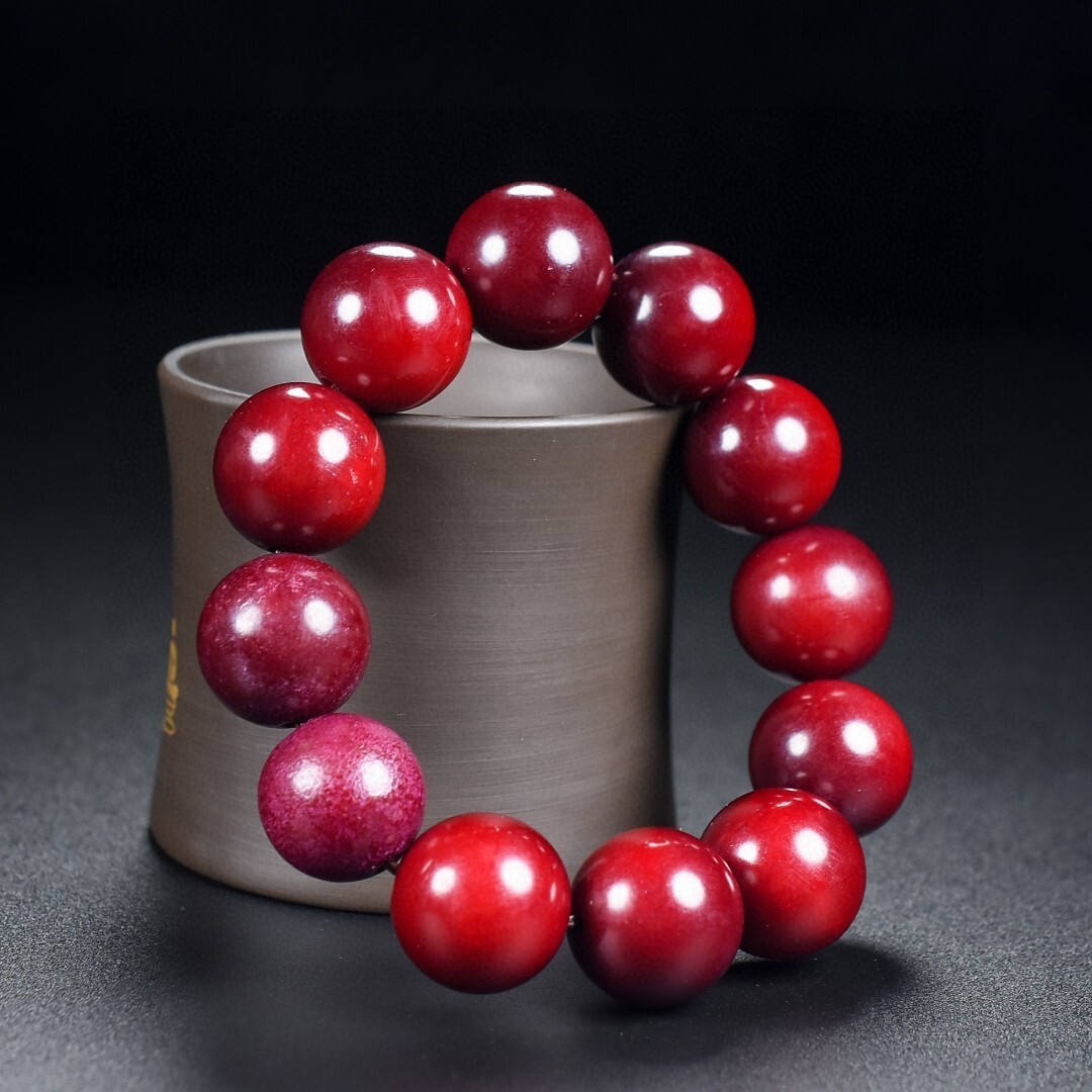 【樂淘letao】日本代購代標第一品牌－館蔵 清時代 宮廷御蔵 和田玉 紅玉彫 仏珠 手串 根付 貴重 稀少 中国古美術 古美味 蔵出