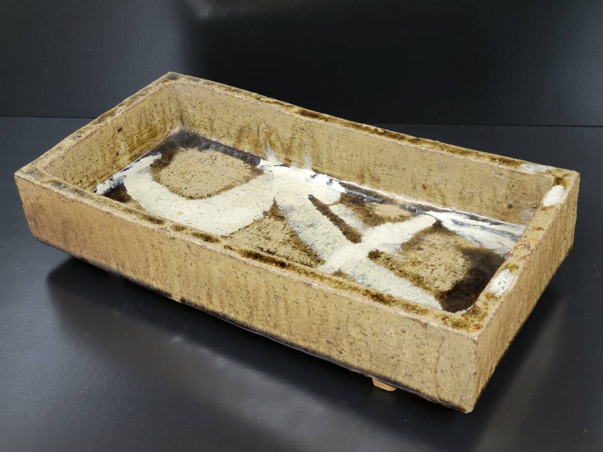 【樂淘letao】日本代購代標第一品牌－人間国宝 浜田庄司 飴釉白流描角鉢 晋作識箱 本物保証（河井寛次郎、金重陶陽、加藤唐九郎、荒川豊蔵、富本憲吉）