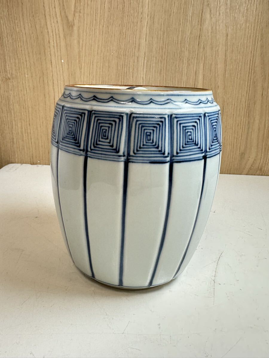 Yahoo!オークション - Y11010 平安徳永 染付 桶川 水指 水差 陶器 茶道...