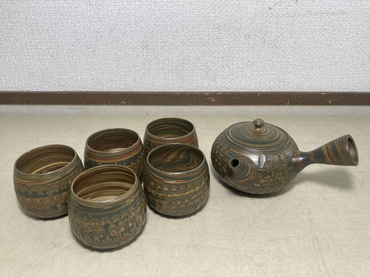 【樂淘letao】日本代購代標第一品牌－京都6☆ 常滑焼 煎茶器 友仙 作 緑泥 湯呑 急須 横手 共箱 栞付 現状品 小西友仙 陶器 茶道具 煎茶道具 骨董品