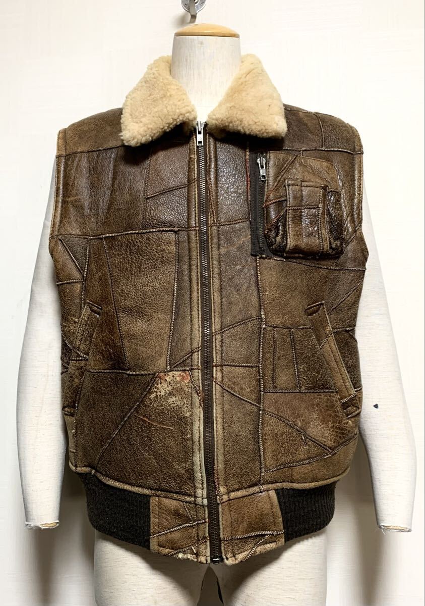 Yahoo!オークション - 韓国製.リアル ムートン レザー ノースリーブ ジ...