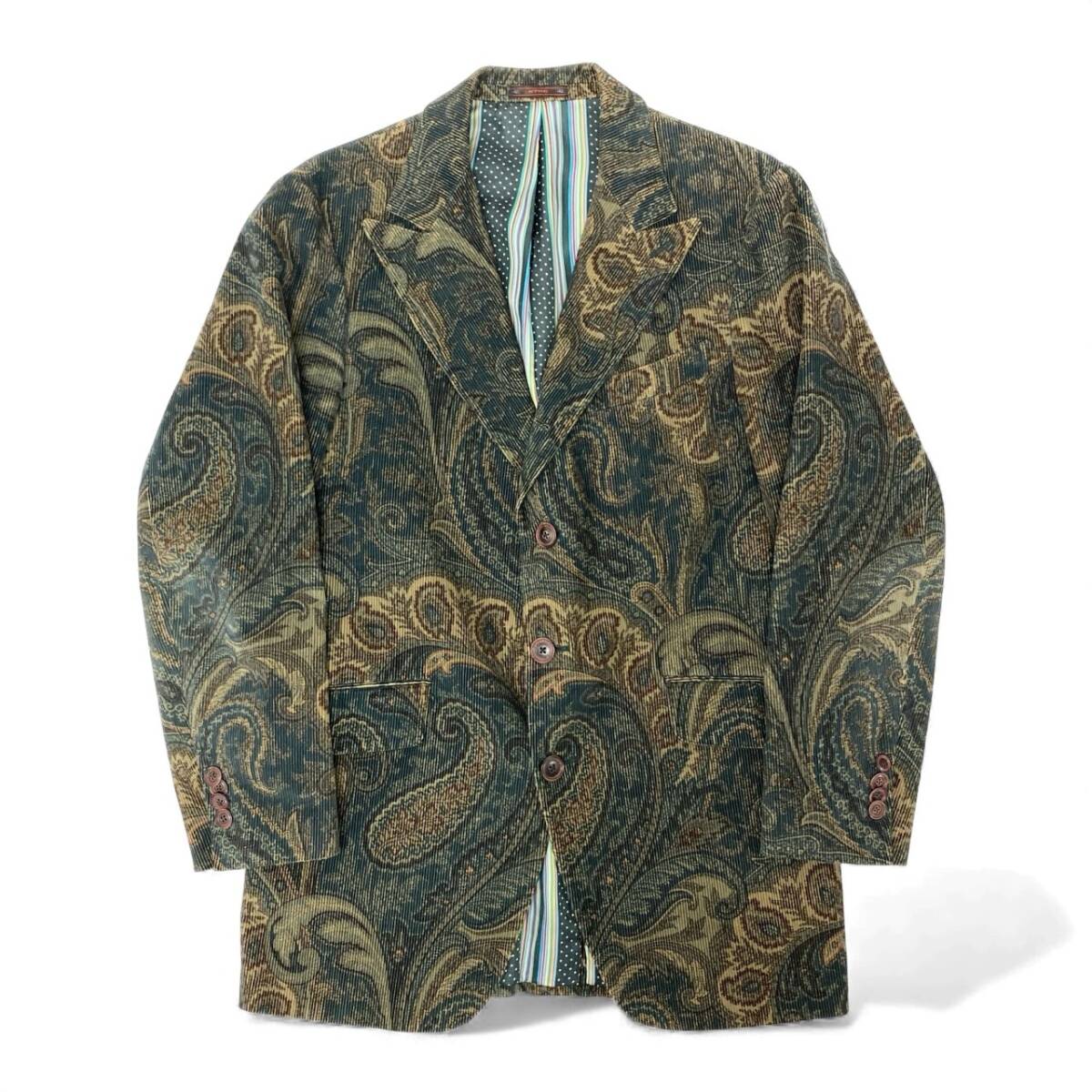 30K18 ETRO エトロ イタリア製 テーラードジャケット コーデュロイジャケット ペイズリー 裏地総柄 メンズ 紳士服 48 ダークグリーン u02t(Lサイズ)｜売買されたオークション ...
