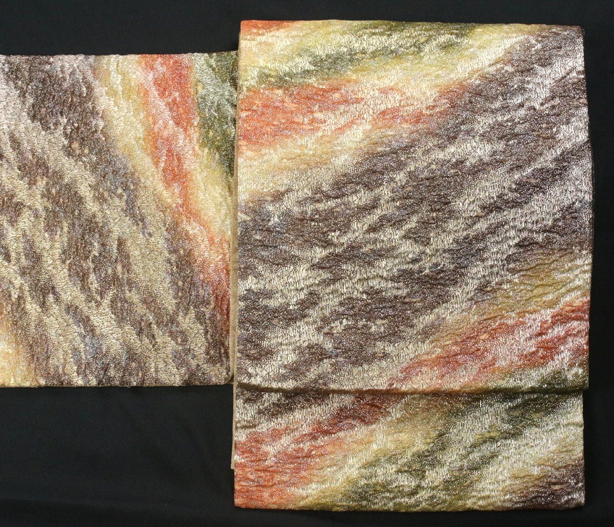 Yahoo!オークション - 全通 両面袋帯 立体感あり織り モダン暈し紋様 e...